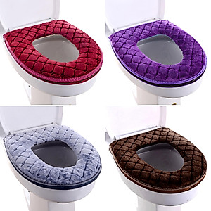 hokojix Toilet Seat Pad Soft Toilet Seat Cushion Toilet Seat Warmer Washable Toilet Seat Mat with Zipper Closure