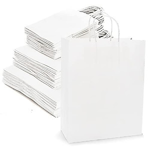 Yesland 90 Pcs White Paper Bags with Handles Bulk - 3 Sizes White Gift Bags and Kraft Paper Gift Bags - Paper Shopping Bags and Craft Bags for Shopping Packaging Retail Party Wedding, 10 x 4.7 x13 In