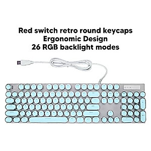 LBEC Mechanical Keyboard, Red Switch Mechanical Gaming Keyboard 104 Keys RGB Backlight for Office (Red Switch)