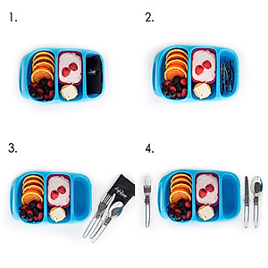 Life 2 Go 3 Pcs Camp Cooking Utensil Set & Outdoor Kitchen Gear Cookware Kit, Portable Compact Carry Case for Camping, Hiking, Travel, BBQ GrillinG Stainless Steel Accessories Spoon & Fork, Black