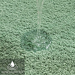 MIULEE Set of 2 Bathroom mats and Toilet Rugs, 20''x30''+20''x30''+20''x24''(U-Shaped), Non Slip Soft Rugs for Bath Tub Shower, Green