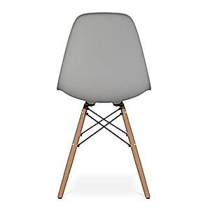 Aron Living Pyramid 17.5" Plastic and Beech Wood Dining Chair in Gray