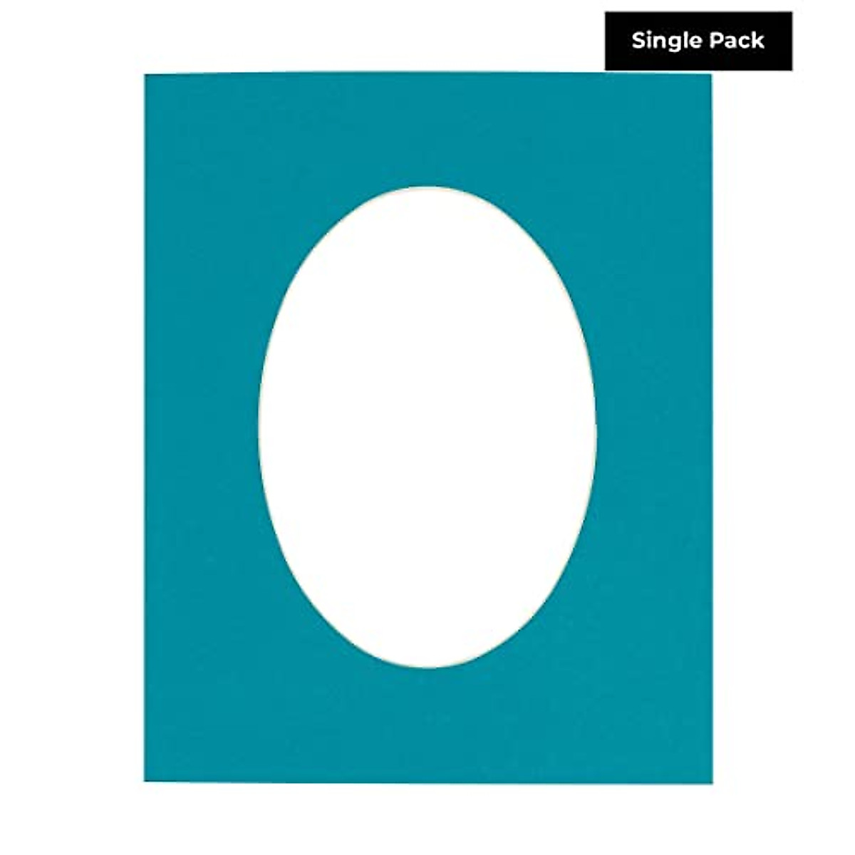 11x15 Mat Bevel Cut for 8.5x11 Photos - Precut Teal Blue Oval Shaped Photo Mat Board Opening - Acid Free Matte to Protect Your Pictures - Bevel Cut for Family Photos, Pack of 1 Matboard Show Kit With