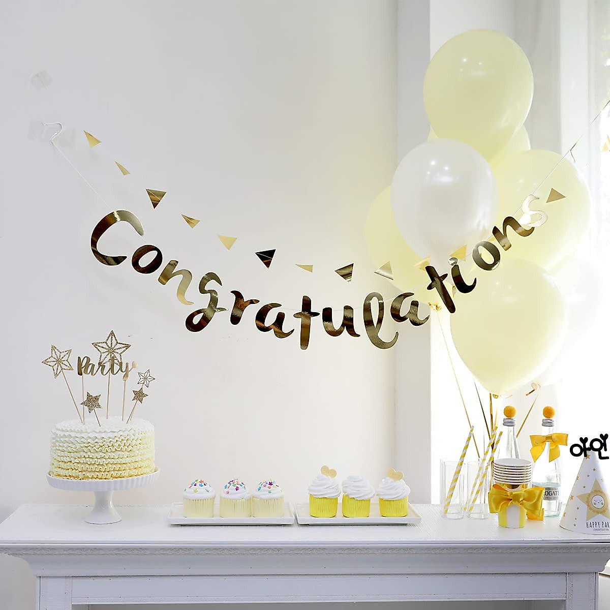 ebabyland Congratulation banner Gold - graduation party decorations 2022 Celebration Party Sign women Anniversary,Achievement Baby Shower Retirement opening birthday Party Decorations