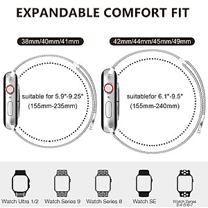 OULUOQI Stainless Steel Mesh Magnetic Clasp Band for Apple iWatch Series 8 7 6 5 4 3 2 1 SE Compatible with 38mm 40mm 41mm 42mm 44mm 45mm 49mm