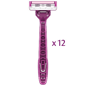 Pure Silk Contour 3 Premium Disposable Razor Value Pack Bundle (3 Packs/12 Total Razors)