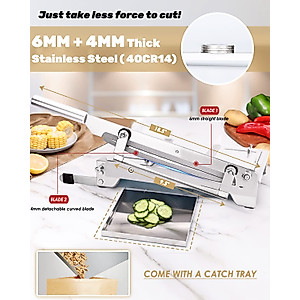 Moongiantgo Manual Frozen Meat Slicer Bone Short Rib Cutter Chicken Chopper Machine 13.5 Inch Double Blade Heavy Duty Guillotine Biltong Cutter for Korean BBQ Shabu Hot Pot (KD0288)