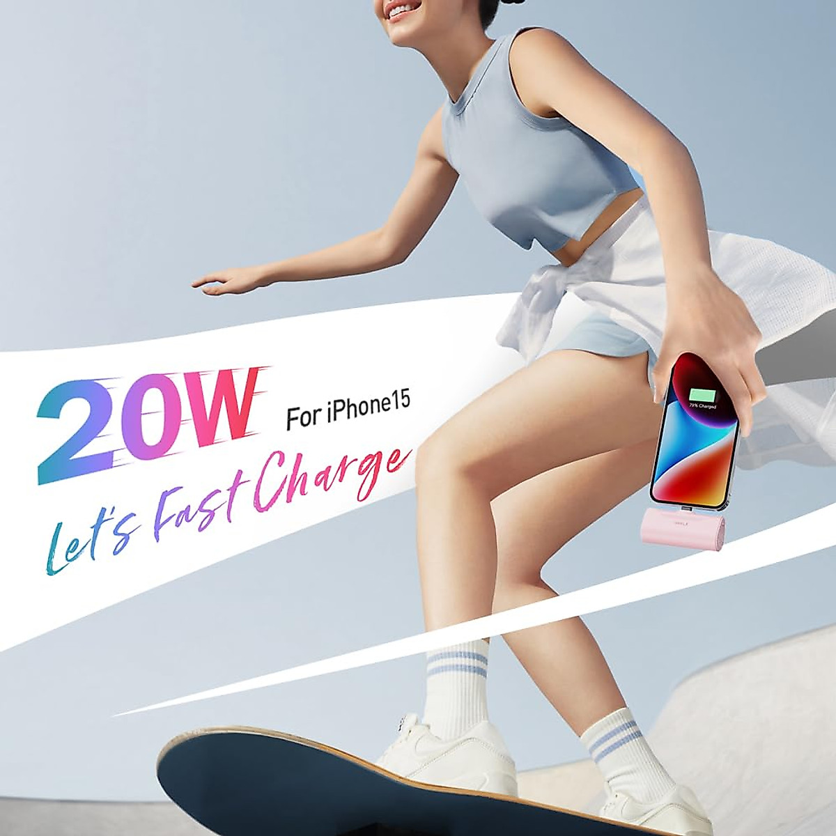 iWALK iPhone 15 Portable Charger 4500mAh 20W USB C Small Power Bank Fast Charging Battery Pack Compatible with iPhone 15,15 Plus,15 Pro,15 Pro Max,iPad, AirPods,Black