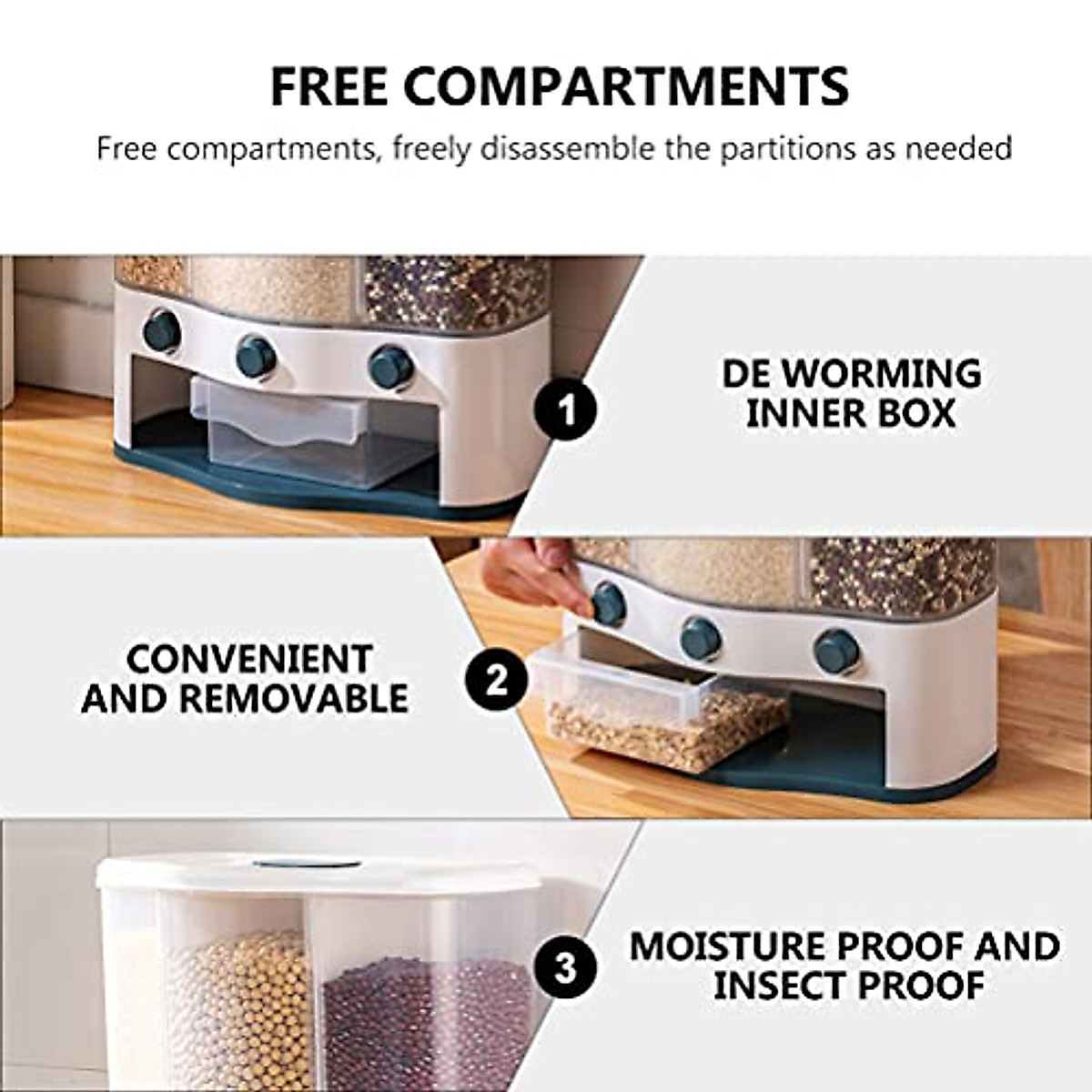 Veemoon 1pc Rice Bucket Plastic to Go Containers Plastic Containers for Food Spaghetti Container Grain Sealing Can Rice Cereal Multifunctional Sealing Can Whole Grains Storage Tank Pp