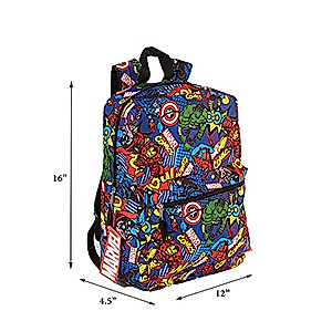 Marvel Comics Avengers Incredible Hulk, Captain America, Spiderman Backpack for Kids, 16 inch