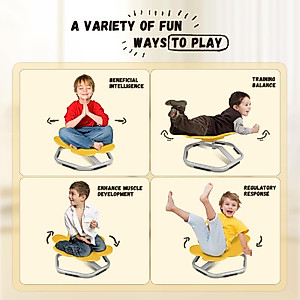 Petal Kids Swivel Chair, Seat and Spinning Chair, Body Coordination Training Chair, Yellow Non Slip Sensory Toys 360° Spinning Chair for Autistic Kids Aged 3+, Improving Toddler's Physical Fitnesss