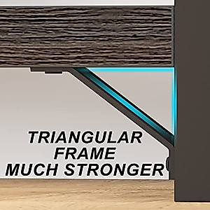 IBF Industrial 5 Cube Storage Organizer Bookshelf, Rustic Low Horizontal Book Shelf, Metal and Wood Cube Bookcase for Bedroom, Modern Wide Cubby Shelf for Living Room Home Office, Dark Grey Oak, 47 In