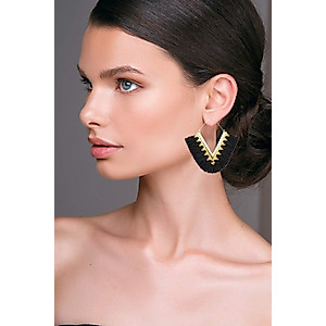 Statement Tassel Earrings, Delicate Bohemian V Shap Tassel Hoop Earring Elegant Fringe Drop Dangle Earrings for Women