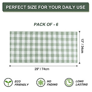 PiccoCasa 100% Cotton Terry Kitchen Towels Set of 6 Plaid Pattern (13 x 29 Inch) Soft Absorbent Drying Dish Towels for Kitchen Cooking - Green, White