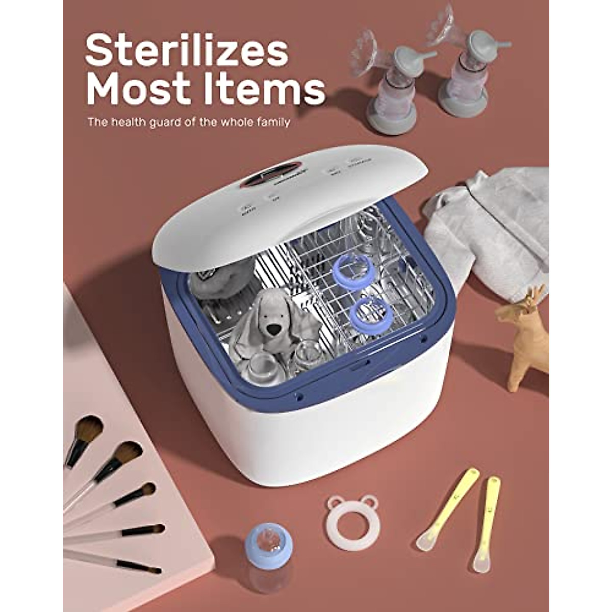 GROWNSY UV Light Sanitizer, 4-in-1 Bottle Sterilizer and Dryer Household Sterilizer for Baby Bottle/Toys/Clothes/Cup/Toothbrush/Beauty Tools/Tableware/Phone