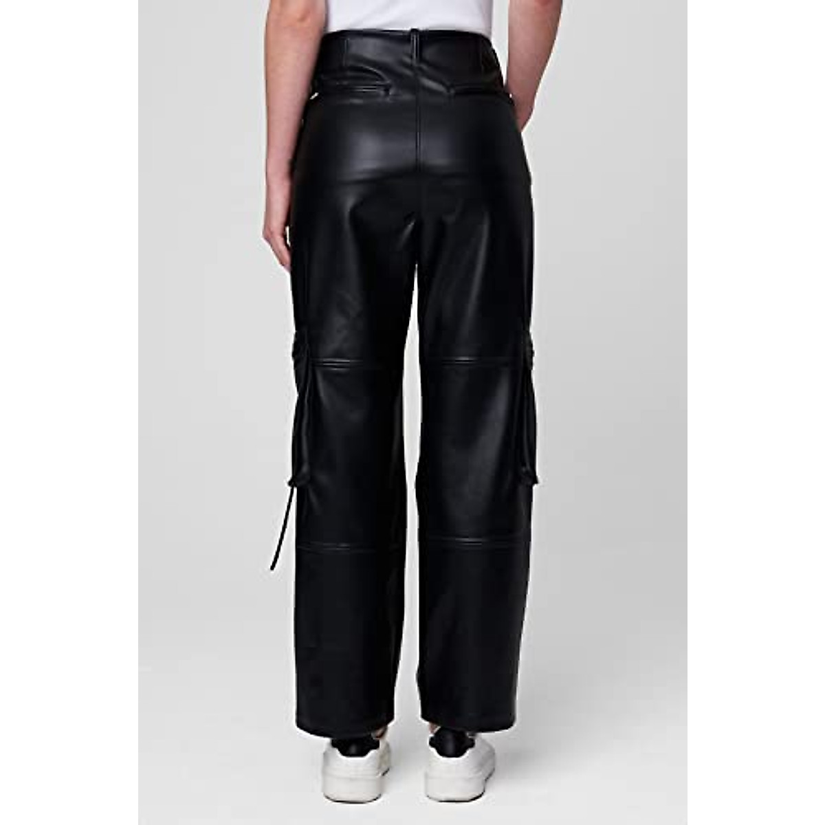 [BLANKNYC] Women's Vegan Black Leather Baxter Straight Leg Cargo Pants, Night Talk, 27 (US 4)