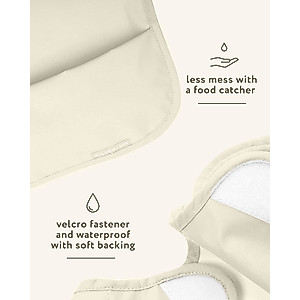 WILLOW + SIM Long Sleeve Baby Bib - Mess-Proof Feeding Bib for Babies 6-24 Months - Antique White
