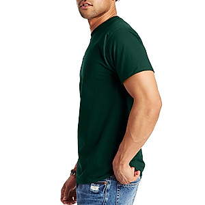 Hanes Mens Beefyt T-shirt, Heavyweight Cotton Crewneck Tee, 1 Or 2 Pack, Available In Tall Sizes Fashion-t-shirts, Deep Forest - 1 Pack, Large US