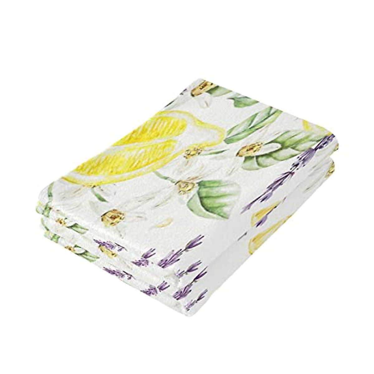 Kigai Lavender Lemon Hand Towels Set of 2, Highly Absorbent Soft Towel Decorative Hand Towel for Kitchen and Bathroom 14x28 Inch