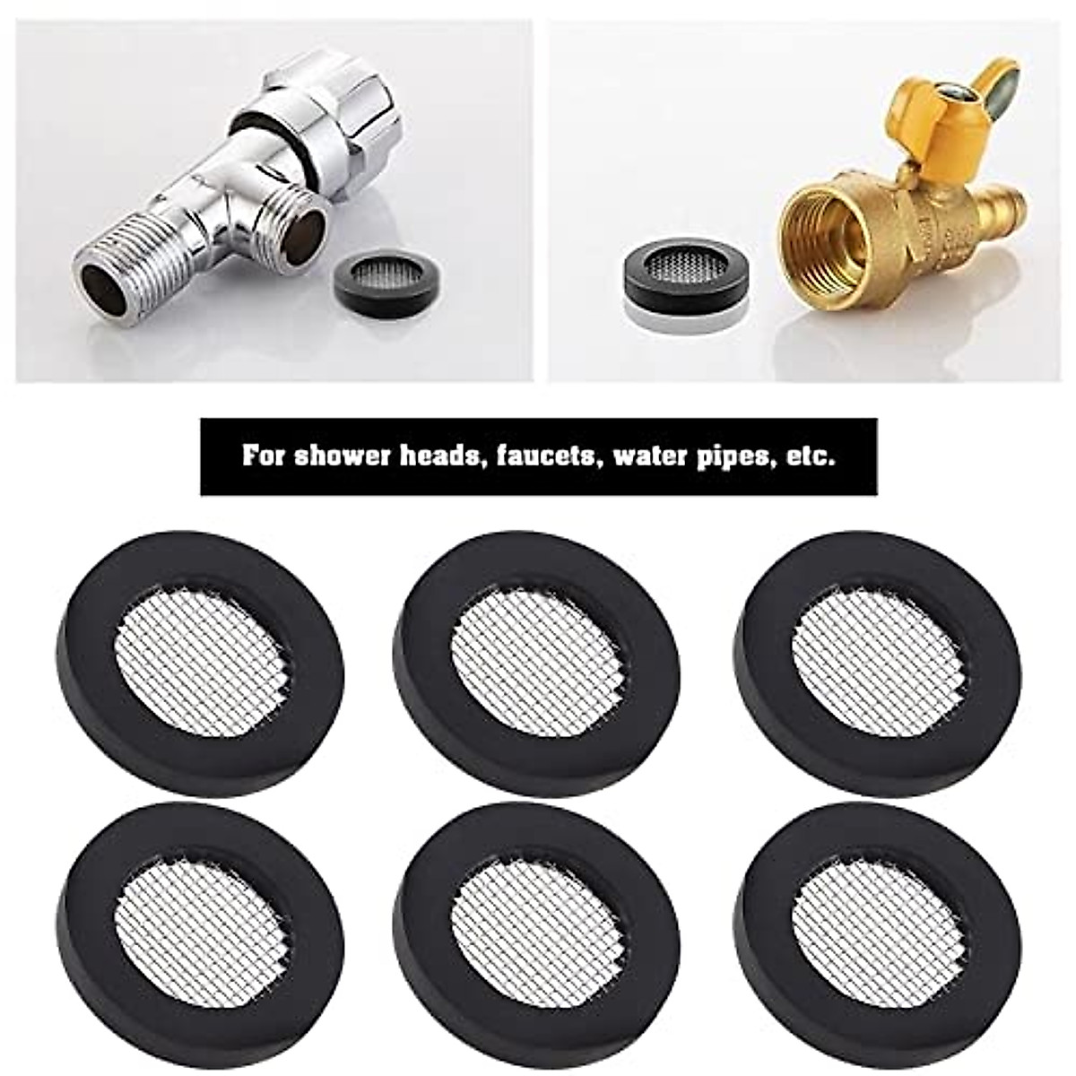 50PCS Stainless Steel Filter Garden Hose Washer Seal O Ring Gasket Water Faucet Rubber Washer with 40 Mesh for 1/2 Inch Garden Hose Water Faucet Shower Head