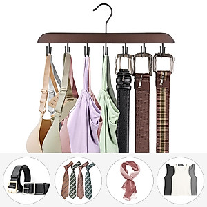 Mkono Bra Hangers for Closet Organizer Space Saving Hangers with 14 Hooks for Tank Top, Belt, Sports Bra, Ties, Scarf Holder Wooden 360° Rotating Hanger for Home Apartment Dorm Closet Storage