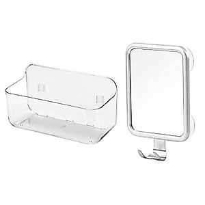 Ettori Shower Mirror with 4 Suctions and Shower Caddy