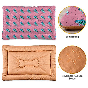 Coikll Alien Pizza Pet Bed Pad Soft Dog Bed Mat with Anti-Slip Bottom, Machine Washable Crate Pad Mattress for Dog Sleeping- 36 * 24inches