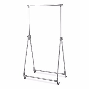 Whitmor Foldable Garment Rack - Rolling Clothes Hanger - Adjustable Height
