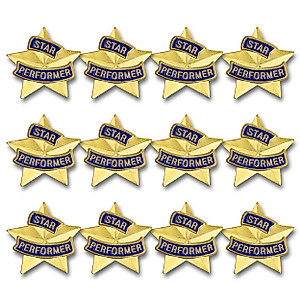 SHOP AWARDS AND GIFTS Star Performer Lapel Pins for Students, Appreciation, Reward, School, Employee Recognition, Bulk Pack of 12, Poly Bagged, 7/8 Inch