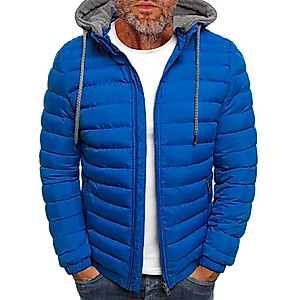 GIANTHONG Windbreaker Men Golf Jackets for Men Mens Jacket Grey Hoodie Cardigan Mens Jacket Mens Plush Lined Jacket Winter Hoodies for Men Blazer for Men Mens Parka Jacket(Royal Blue,XX-Large)