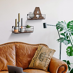 CRUGLA Floating Shelf Wall Mounted Set of 2, Hanging Storage Shelves for Bathroom, Living Room, Bedroom, Kitchen, Office, Gifts for Mom Mother Woman Girl