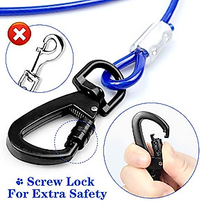 Tie Out Cable for Dogs, 50FT Dog Leads for Yard Chew Proof, Heavy Duty Dog Tie Out Cable for Large Dogs Up to 250lbs, Durable Dog Runner for Yard or Camping