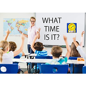 Large Dry Erase Magnetic Teaching Demonstration Clock, Kids Telling Time Learning Clock for Analog and Digital Time, Labelled Minute & Hour Hands, for School Classrooms & Homeschool Supplies