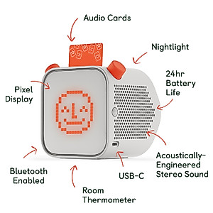 Yoto Player Kids Bluetooth Speaker - Plays Stories, Music, Podcasts, White Noise, Thermometer, Nightlight, Alarm Clock