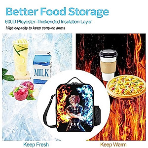 Cejburw Anime Manga Lunch Box, Durable Insulated Leakproof Lunch Bag Large Tote Meal Bag for Travel, Wear Resistant Casual Lunchbox (Black2, One Size)