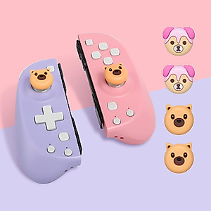 PowerLead Thumb Stick Grip Caps 4PCS for Nintendo Switch, Silicone Joystick Cover Accessories for Nintendo Switch Lite, Cute Animal Theme Gifts for Women Men Kids, Joystick Caps for Switch Controller