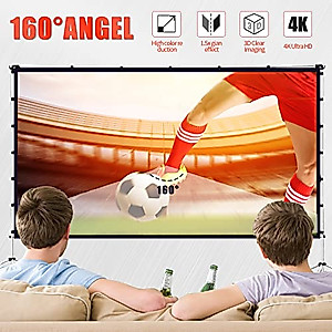 Projector Screen and Stand WUSHENG 120 Inch Outdoor Movie Screen Portable Large Projector Screen Pull Down with Carry Bag Wrinkle-Free 4K HD Projection Screen for Backyard Home Theater Cinema