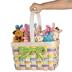 Easter Colored Soft Plush Bunnies Stuffed Rabbit Animal Toy Perfect Easter Eggs Filler or Easter Baskets Filler - 12 Pack | Great Gift for Baby, Toddler Boy and Girl