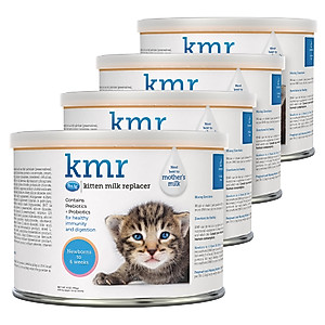 PetAg KMR Kitten Milk Replacer Powder - 6 oz, Pack of 4 - Powdered Kitten Formula with Prebiotics, Probiotics & Vitamins for Kittens Newborn to Six Weeks Old - Easy to Digest