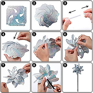 16 PCS Reflective Pinwheels with Stakes, NOVWANG Extra Sparkly Pinwheels for Yard and Darden, Garden Pinwheels Bulk, Bird and Animal Deterrent Device to Scare Birds Away from Patio(Silver)