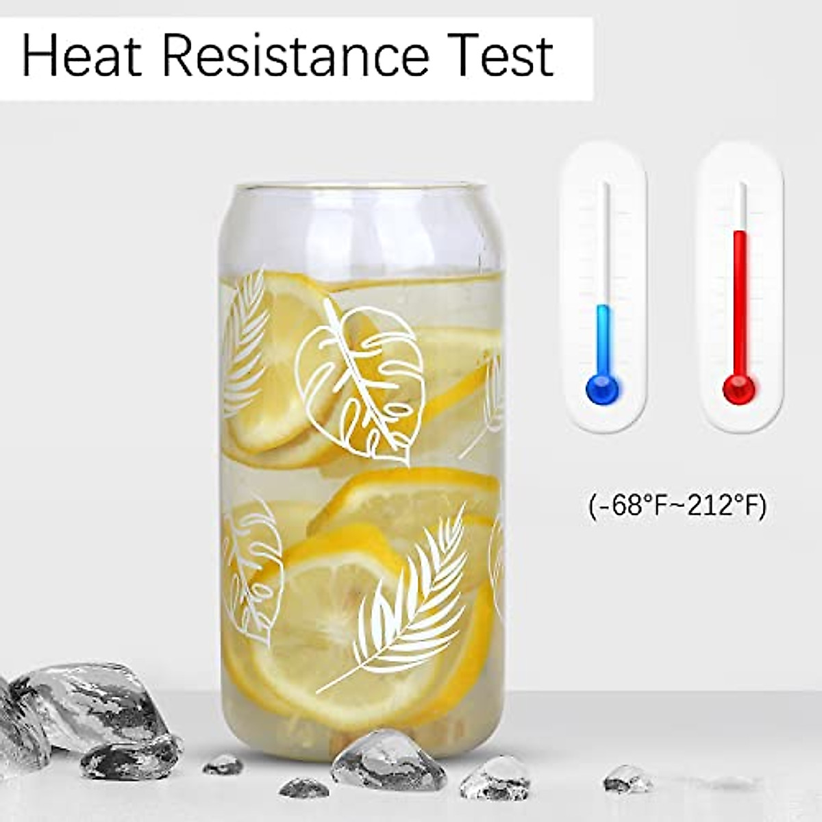 KAUND Ice Coffee Cup with Bamboo Lids and Glass Straw,16oz Sublimation Boho Printed Beer Can Glasses,Ideal for Cocktails,Whiskey,Beer,Soda and Gifts(C04-smiley faces)