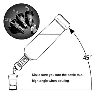 12 Pieces Automatic Measured Bottle Pourer, Uspacific Measured Wine Pourer Spouts, Bottle Pourer with Protective Case 1 oz (30 mL)(6 Transparent and 6 Red)