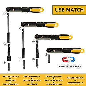 Magnetic Hex Nut Driver Kit, YSJOYTOOL 33-Piece Power Nut Driver Bit Set for Impact Drill with Drill Bit Extension & Adapter, 1/4" Quick-Change Hex Shank | SAE & Metric | Cr-V Steel