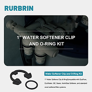 RURBRIN (4+4PCS) 1" Water Softener Clips and O-Rings kit Fit for GE/Kenmore Eco-Pure Eco-Water Sears North Star Softeners, Replace Parts 7337589 and 7170262