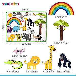 Tod City Flannel Felt Story Board Set: in The Jungle - Large Wall Hang 25 Pre-Cut Piece Interactive Learning Toy for Preschool, Kindergarten, 3+ Year Old Children