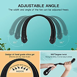 Personal fans 4000mAh remarkable goodz cool blades neck fan 360°Surround Wind blast personal fan USB rechargeable lazy fan head fan 62 air outlets Gifts Outdoor Sports construction worker Black
