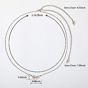 SWEETV Rose Gold Simple Wedding Back Necklace for Brides Bridesmaid, Bridal Backdrop Necklace, Crystal Leaf Chain Pendant Necklace for Women Prom