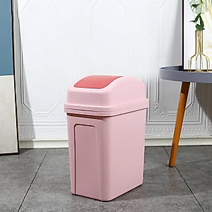 Weerihhol Kitchen Trash Can, Plastic Swing Top Garbage Can, Multifunction Creative Kitchen Trash Can with Lid for Office, Living Room, Kitchen, Bedroom, Dining Room (Pink)