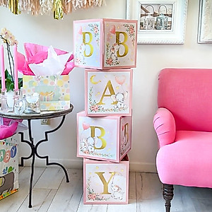 Kate Aspen Boxes with Letters for Baby Shower Decoration Little Peanut, One Size, Pink Elephant