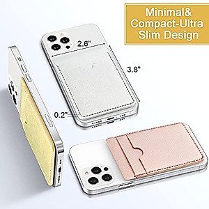 6 Pieces Phone Card Pocket Holder Phone Card Stick PU Leather Cell Phone Card Pocket, ID Credit Card Wallet Phone Case Pouch for Back of Phone Compatible with Most Smartphones (Charming Color)